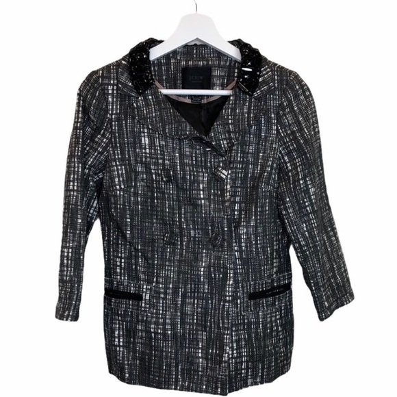 J. Crew | Jackets & Coats | J Crew Collection Grey White Jewel Design ...